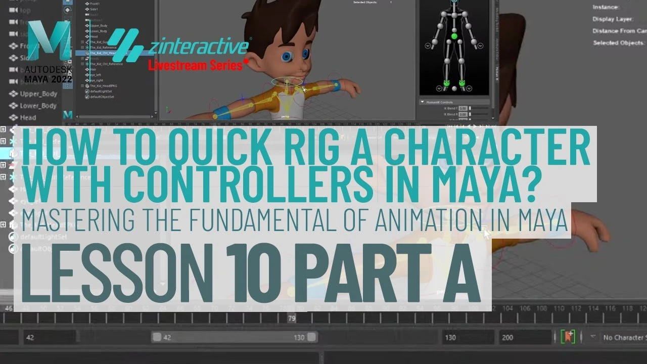 How to Quick Rig a Character with Controllers? | Lesson10PartA | Maya ...